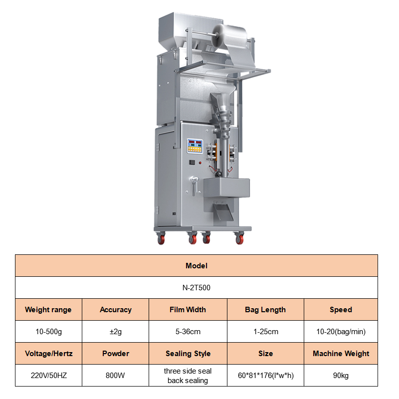 10-500g fully automatic packaging machine for rice, millet, jade seeds ...
