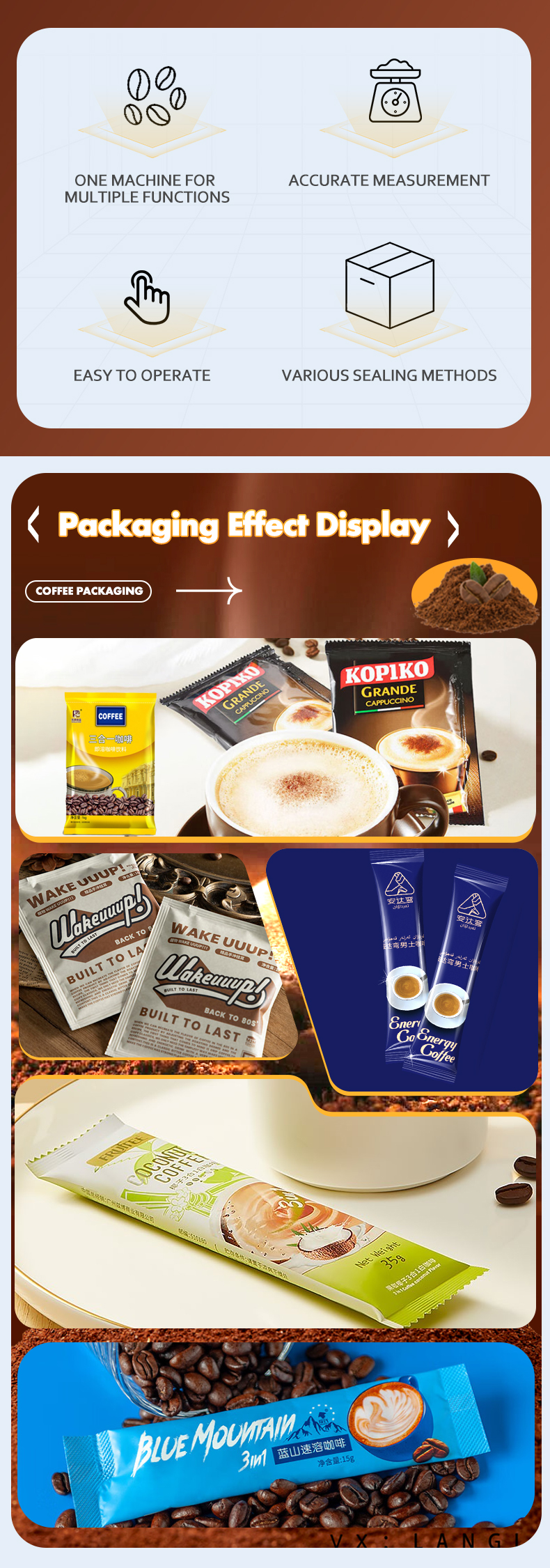 Automatic 3 in 1 Instant Coffee Stick Sugar Milk Powder Sachet Bag Mix ...